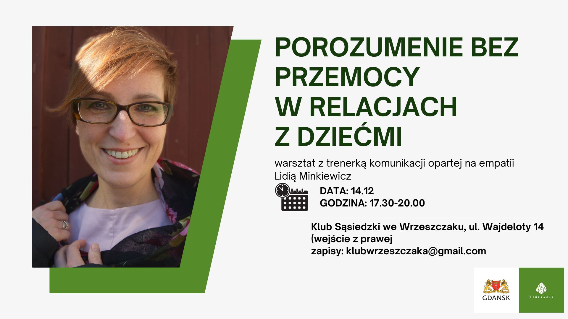 Porozumienie bez przemocy w relacjach z dziećmi – warsztat z Lidią ...